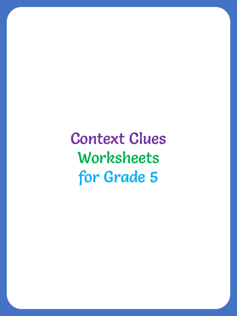 Grade 5 Context Clues Worksheets | PDF