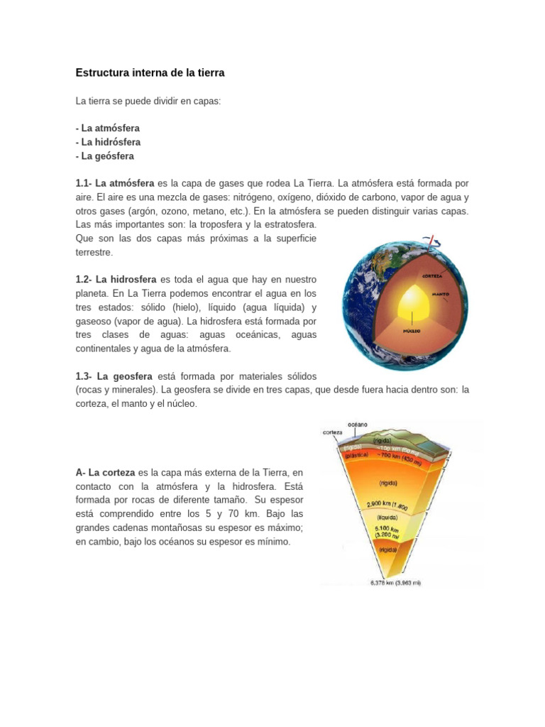 Estructura Interna de La Tierra | PDF | Tierra | Atmósfera