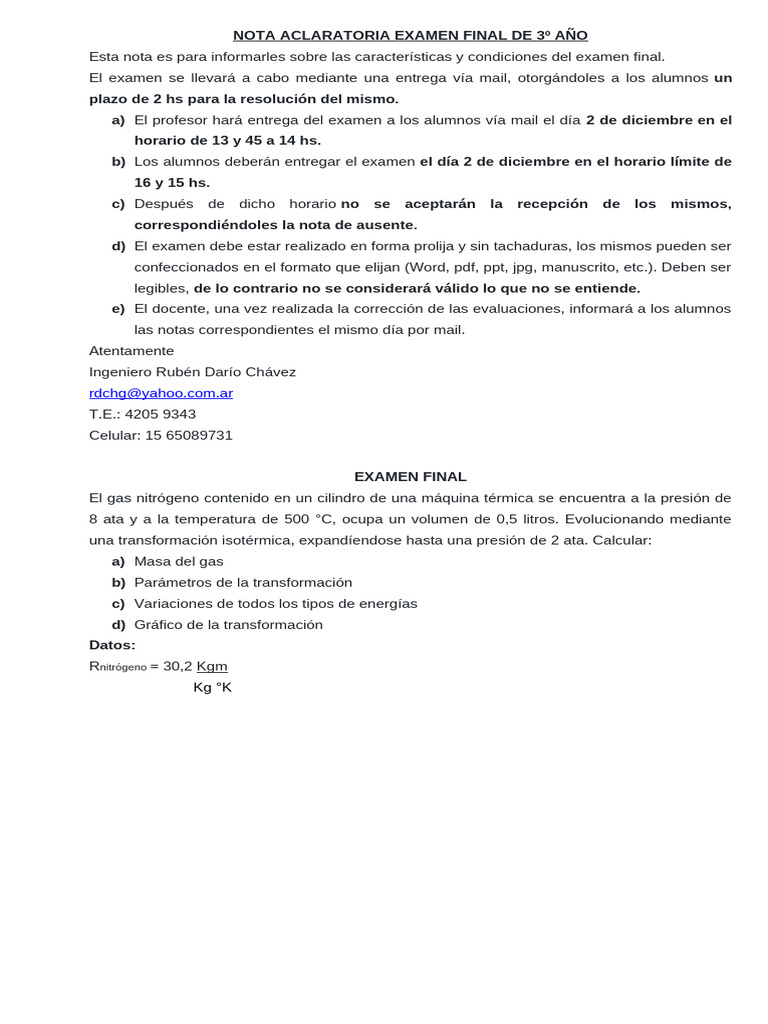 Examen Final de 3º Año 2-12-2024 | PDF