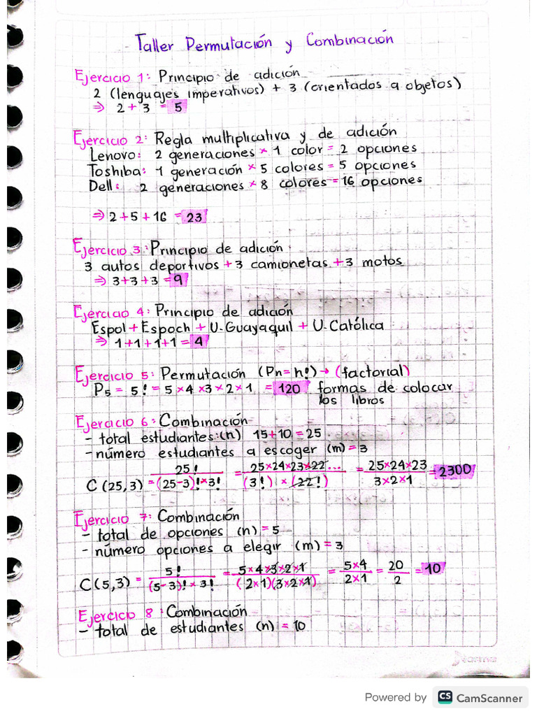 Taller Permutacion y Combinación | PDF