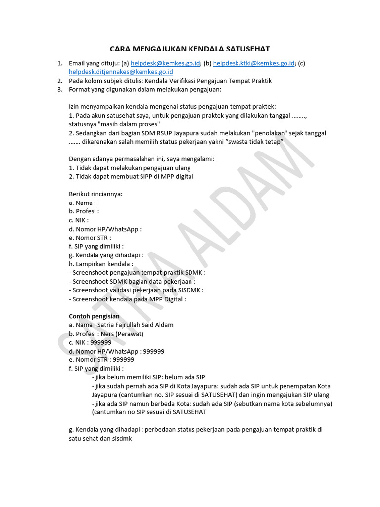 Cara Mengajukan Kendala Satusehat | PDF