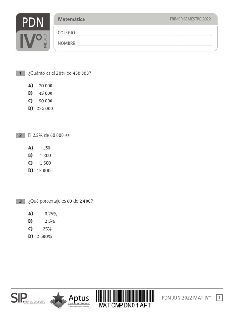 PDN 2022 Junio Mat IV | PDF
