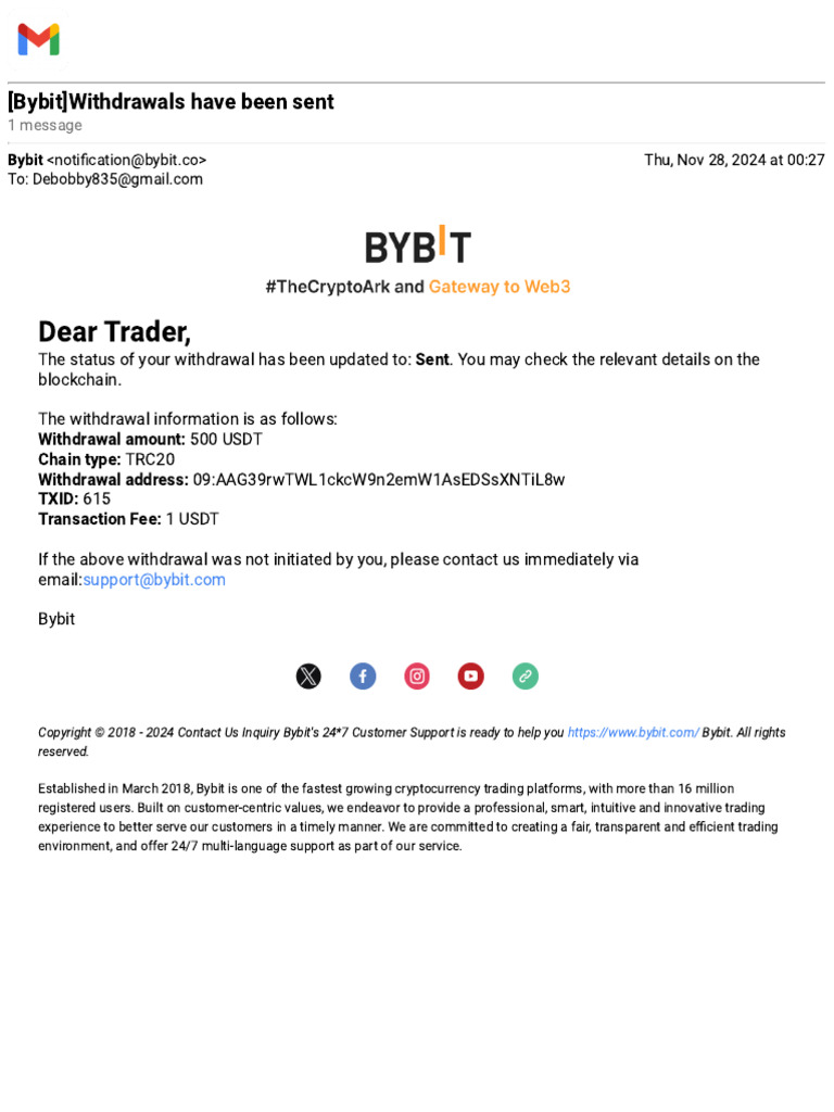(Bybit) Withdrawals Have Been Sent | PDF