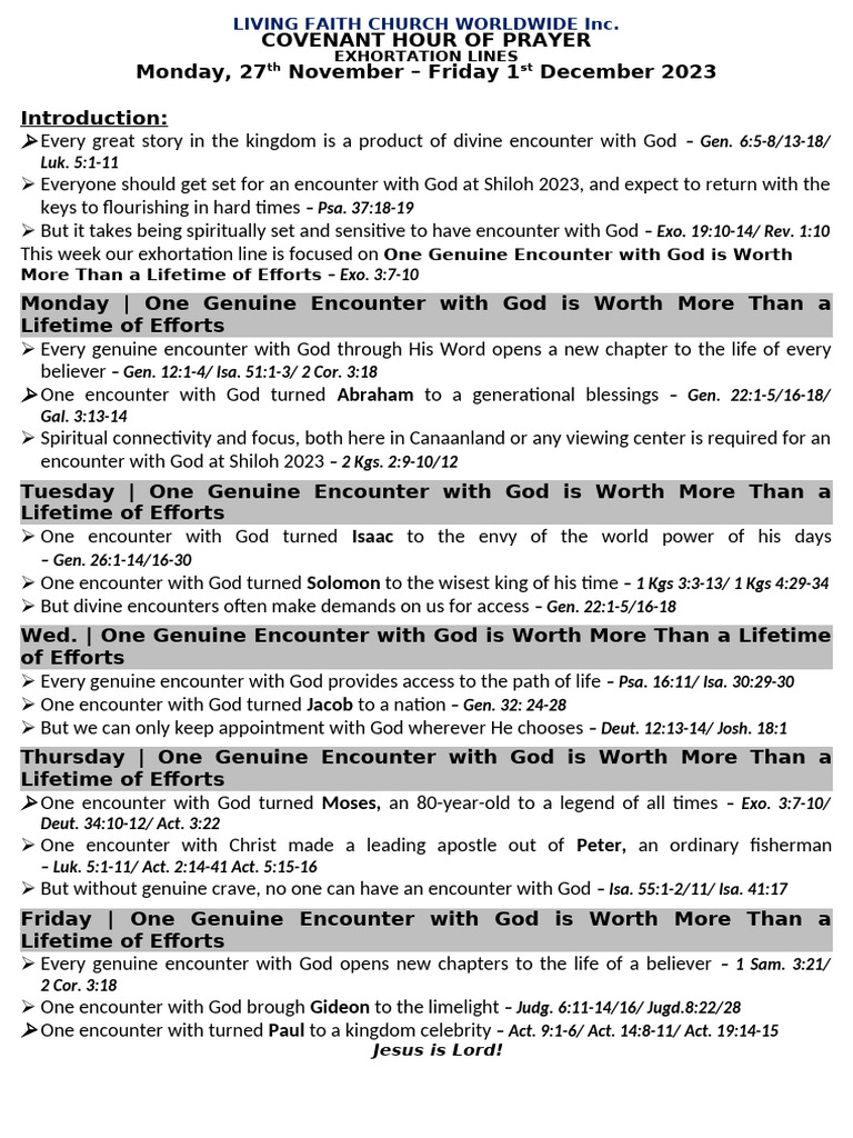 CHOP Exhortation Lines - Novemer 27 - December 1, 2023 (HM) | PDF ...