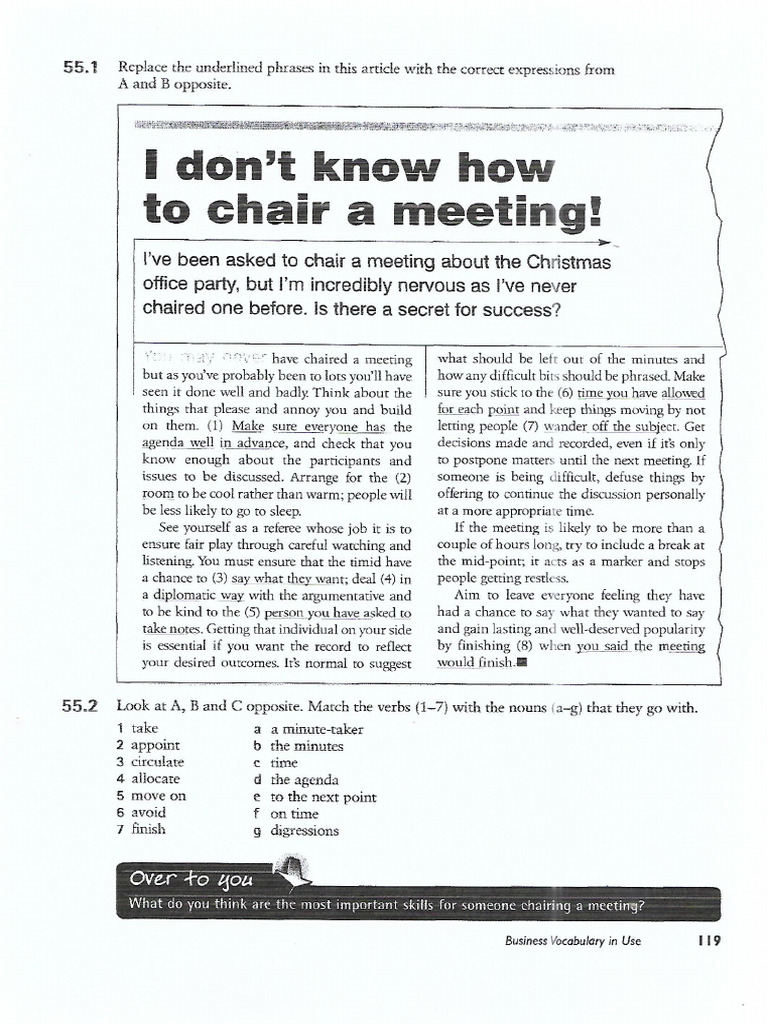 2 MEETINGS - Chairing A Meeting - Exercises | PDF