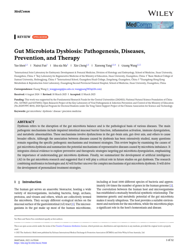 Gut Microbiota Dysbiosis - Pathogenesis, Diseases, Prevention, and Therapy | PDF | Microbiota ...