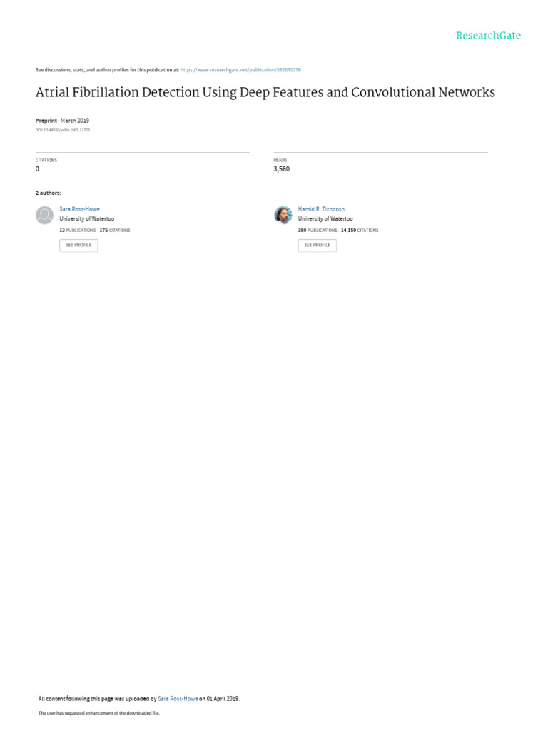 Atrial Fibrillation Detection Using Deep Features | PDF ...