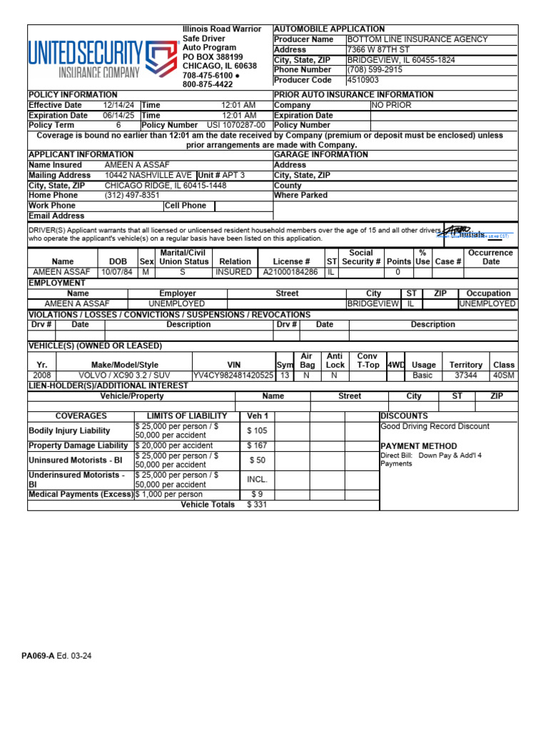 USI 1070287-00 SIGN APPLICATION - Signed | PDF | Insurance | Health ...