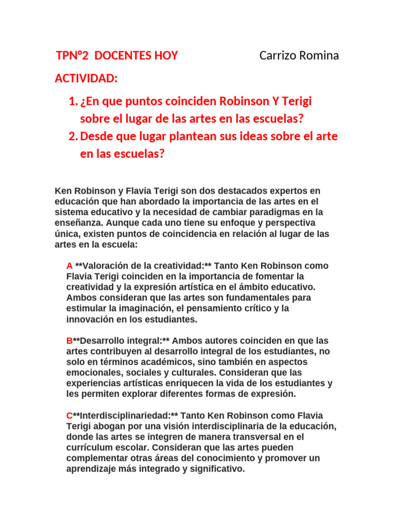 TP Clase 2 | PDF | Plan de estudios | Creatividad