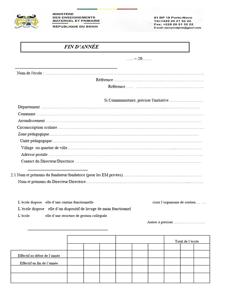 Fiche de Fin d'Année Scolaire Maternelle | PDF | France