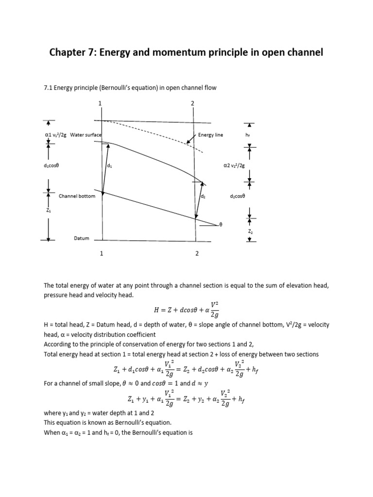 Chapter 7 - Energy and Momentum Principle in Open Channel | PDF | Fluid Dynamics | Momentum
