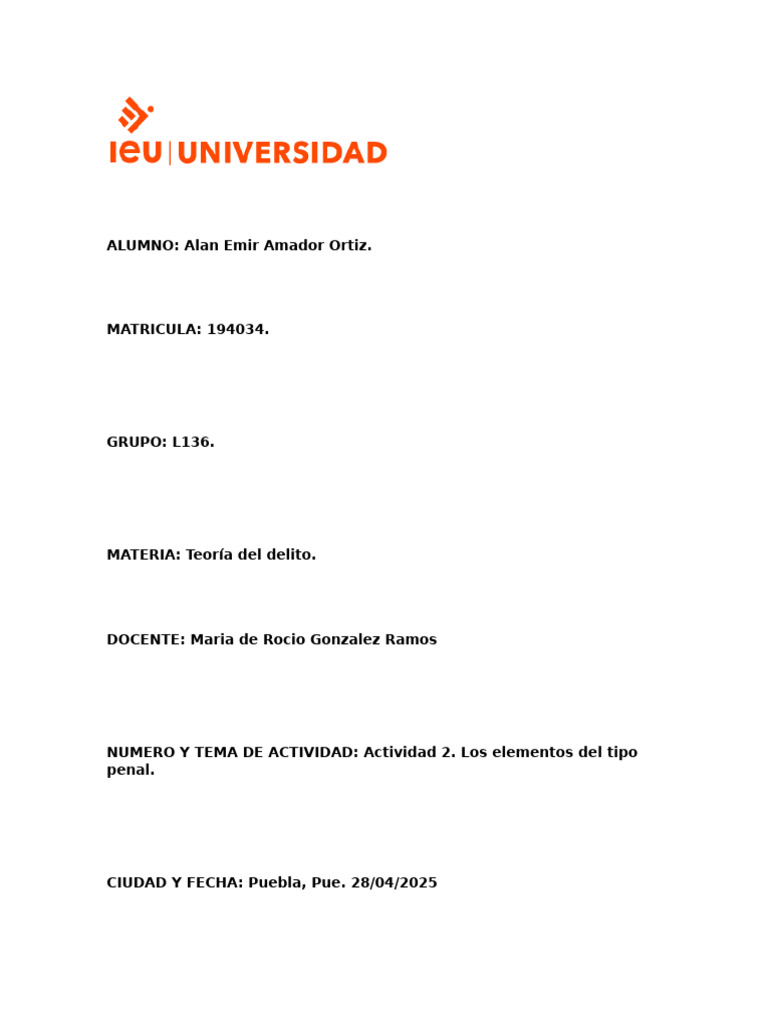 Elementos del Tipo Penal en Derecho | PDF | Derecho penal | Justicia penal