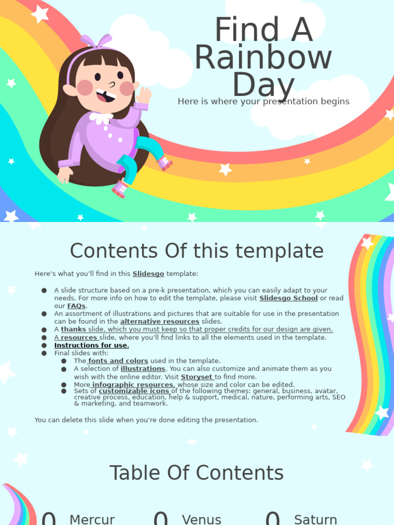 Find A Rainbow Day by Slidesgo | PDF | Planets | Physical Sciences