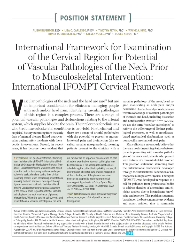 Rushton Et Al 2023 International Framework for Examination of the ...