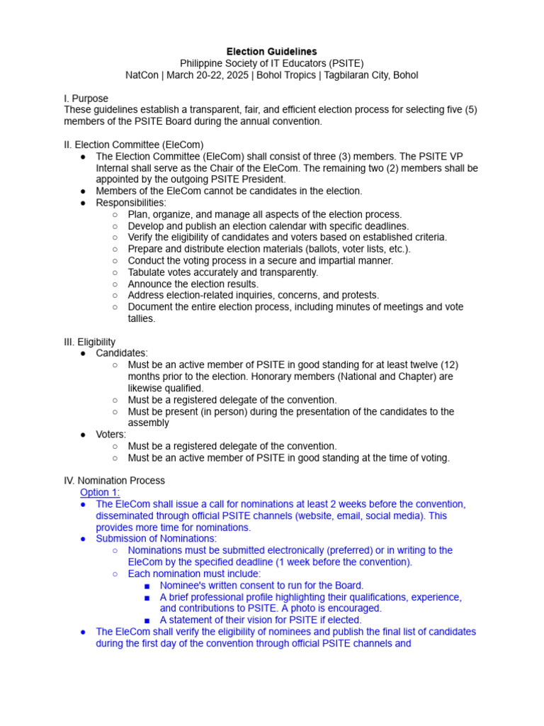 Election Guidelines (Natcon2025) | PDF | Voting | Elections