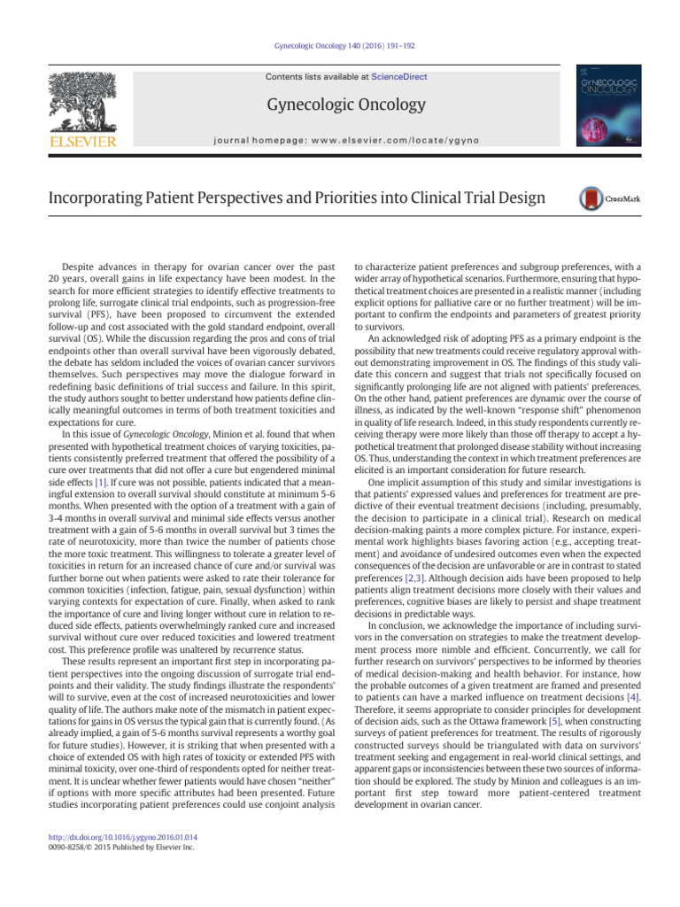 Incorporating Patient Perspectives and Priorities | PDF | Therapy | Cure