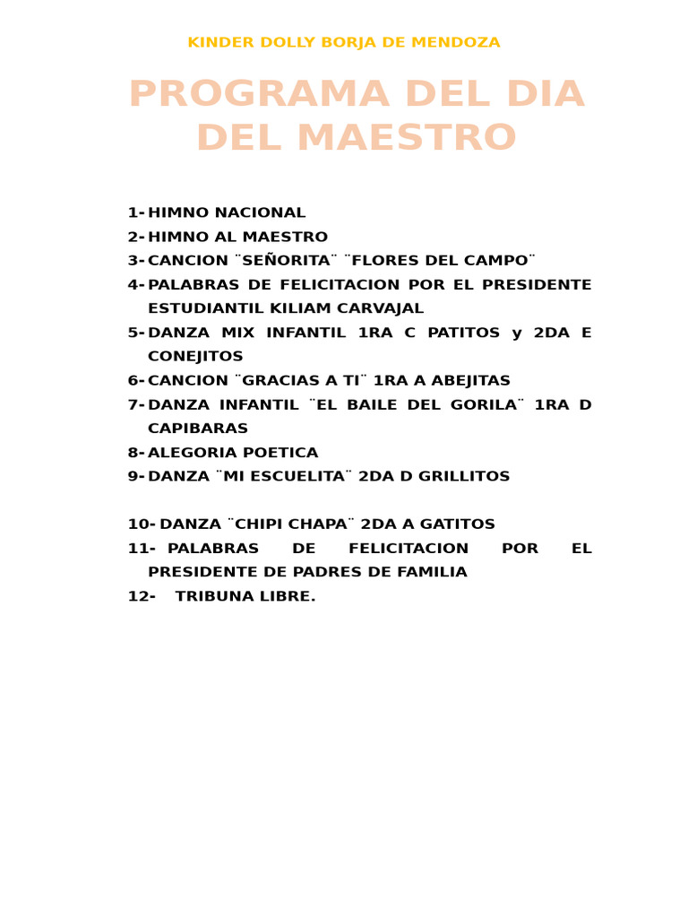 Programa Dia Del Maestro | PDF
