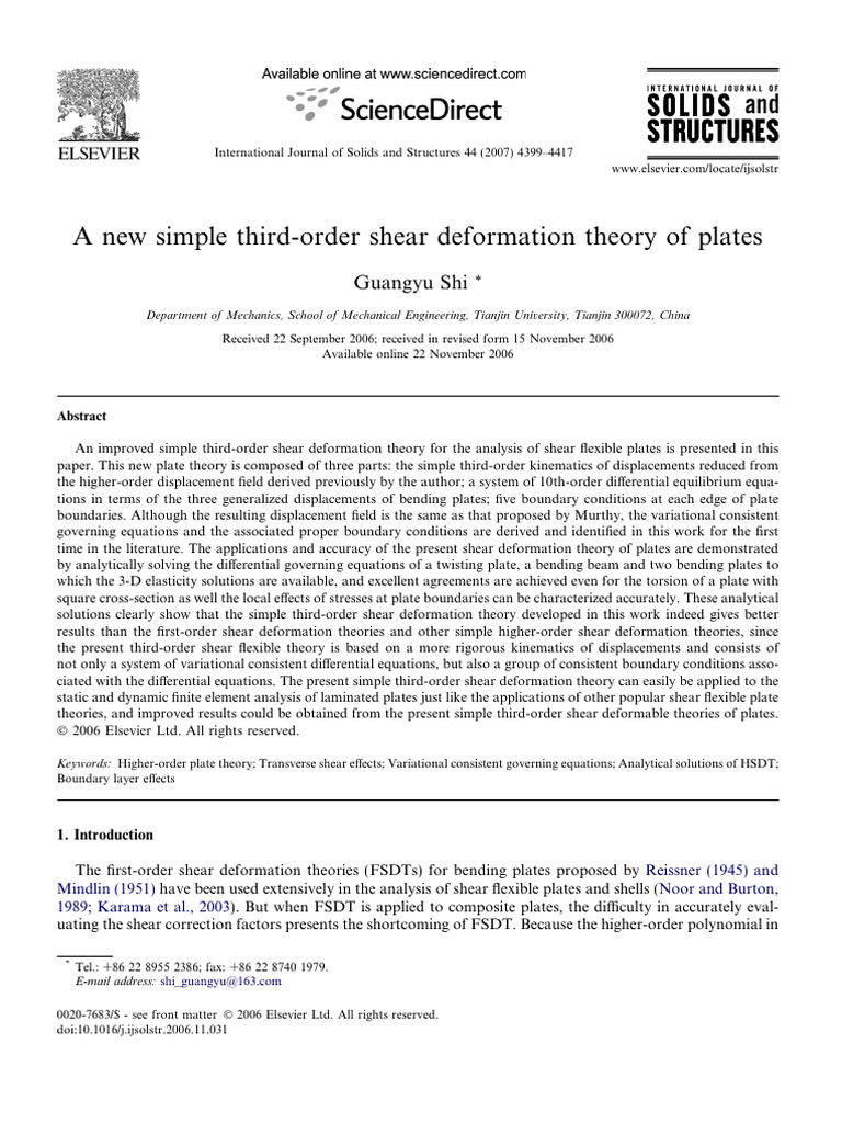 Shi2007 - A New Simple Third-Order Shear Deformation Theory of Plates ...