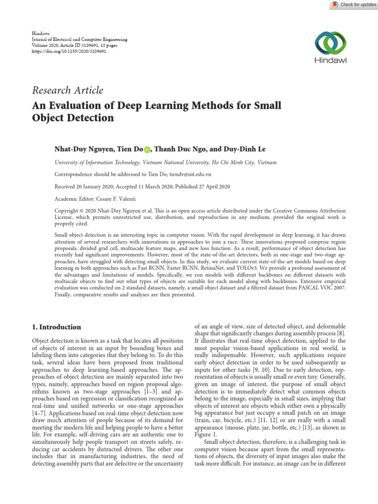 An Evaluation of Deep Learning Methods For Small Object | PDF | Applied Mathematics | Artificial ...