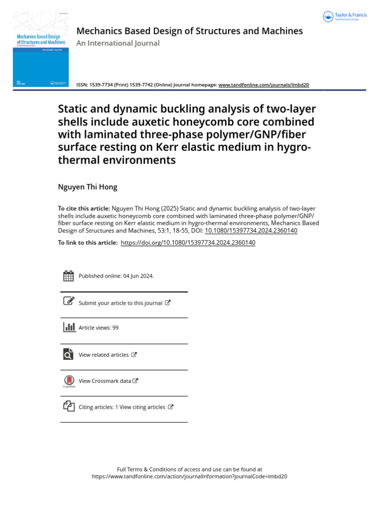 Static and Dynamic Buckling Analysis of Two-Layer Shells Include Auxetic Honeycomb Core Combined ...