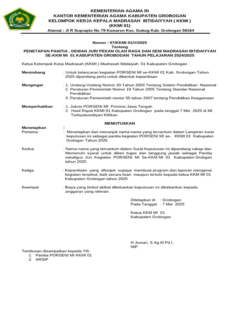 Panitia Porseni Kkmi 01 | PDF