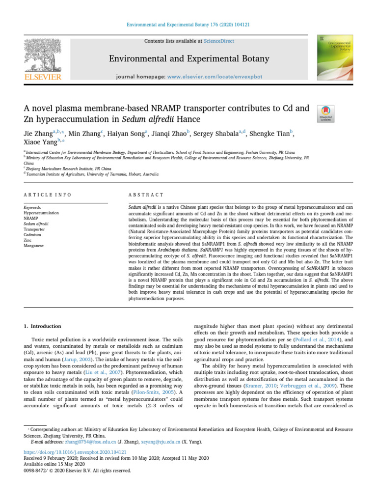 A Novel Plasma Membrane-Based NRAMP Transporter Contributes To CD and ...