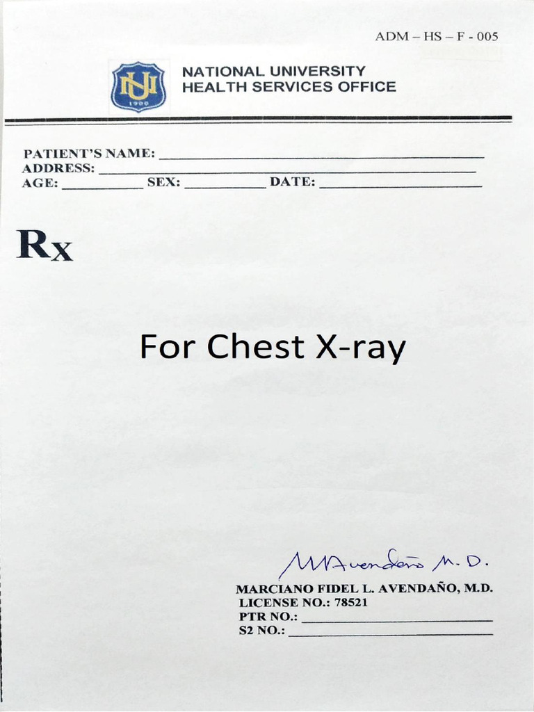 Chest X-Ray Request Form | PDF