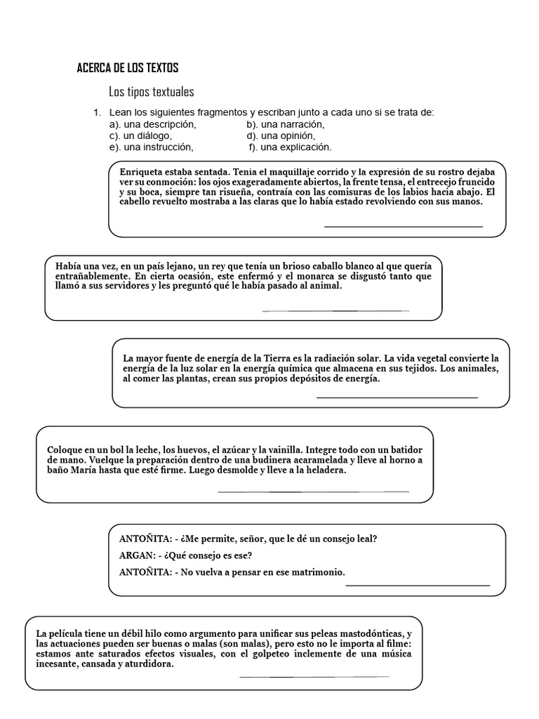 Actividad - Tipos Textuales | PDF