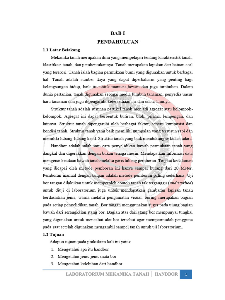Metode Handbor dalam Penyelidikan Tanah | PDF