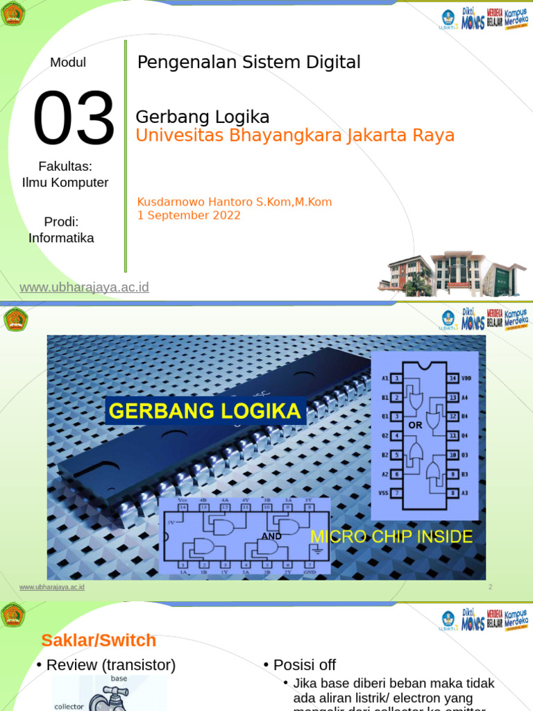 Modul Pengenalan Sistem Digital UBJ - Gerbang Logika | PDF