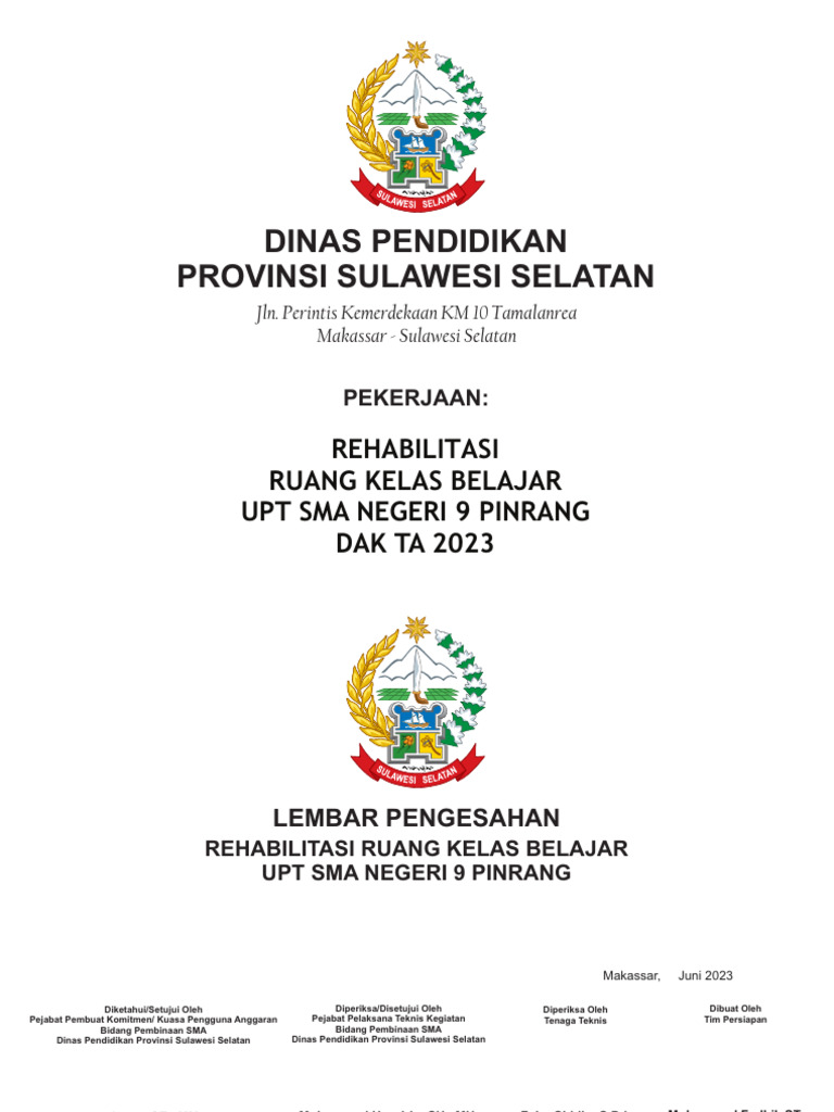 Rehabilitasi Ruang Kelas Upt Sma Negeri 9 Pinrang | PDF