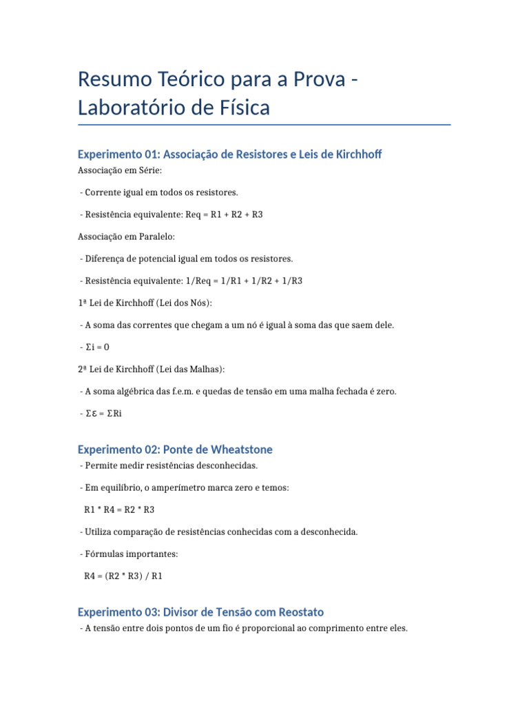 Resumo Lab Fisica Prova | PDF