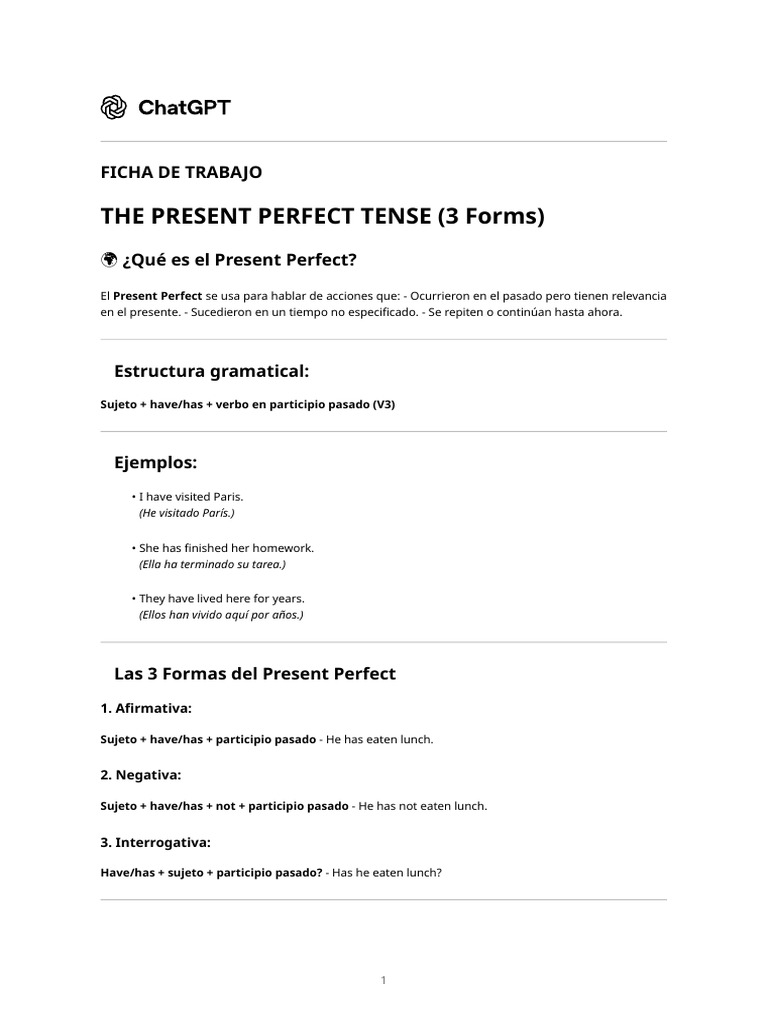 Present Perfect Spelling | PDF