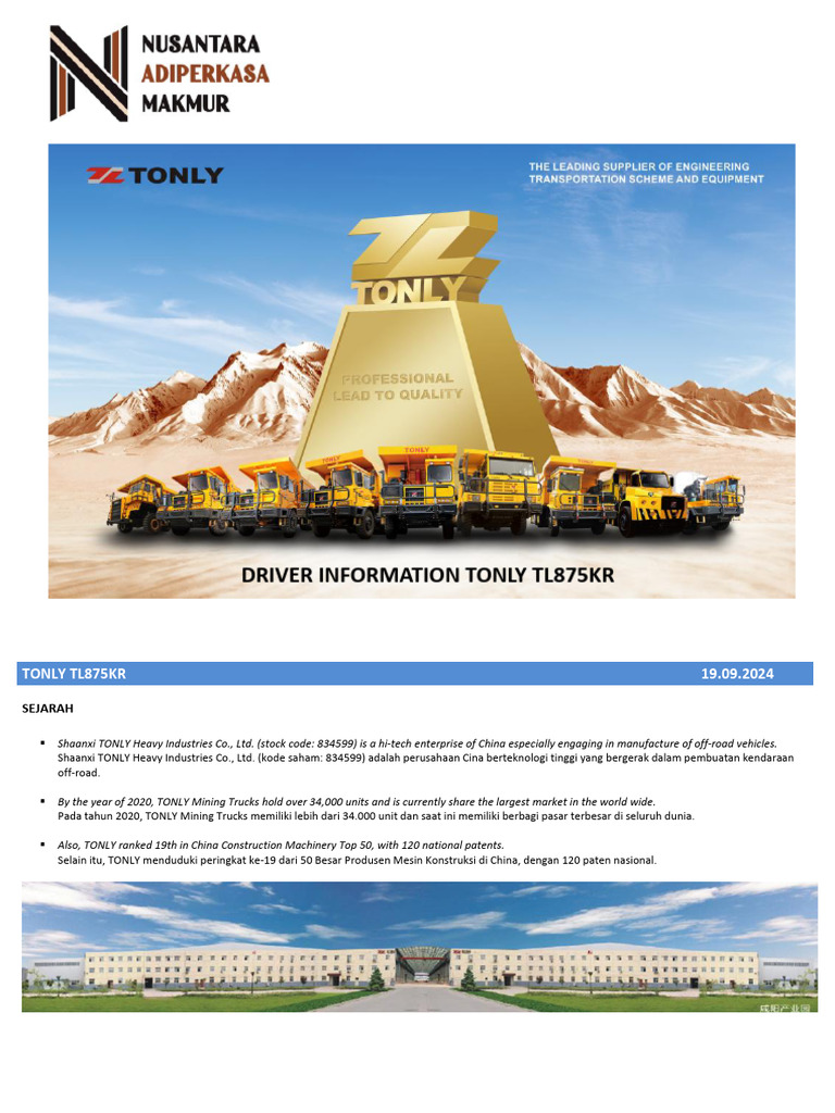 Pelatihan Mengemudi TONLY TL875KR | PDF