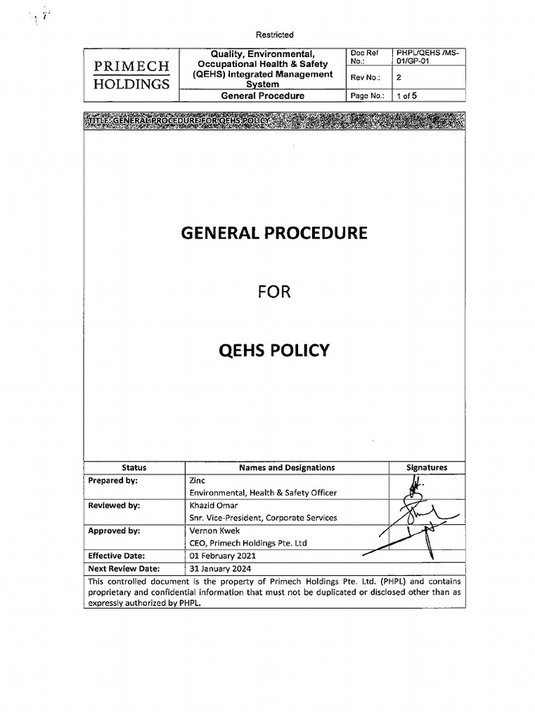 GP For Qehs Policy | PDF