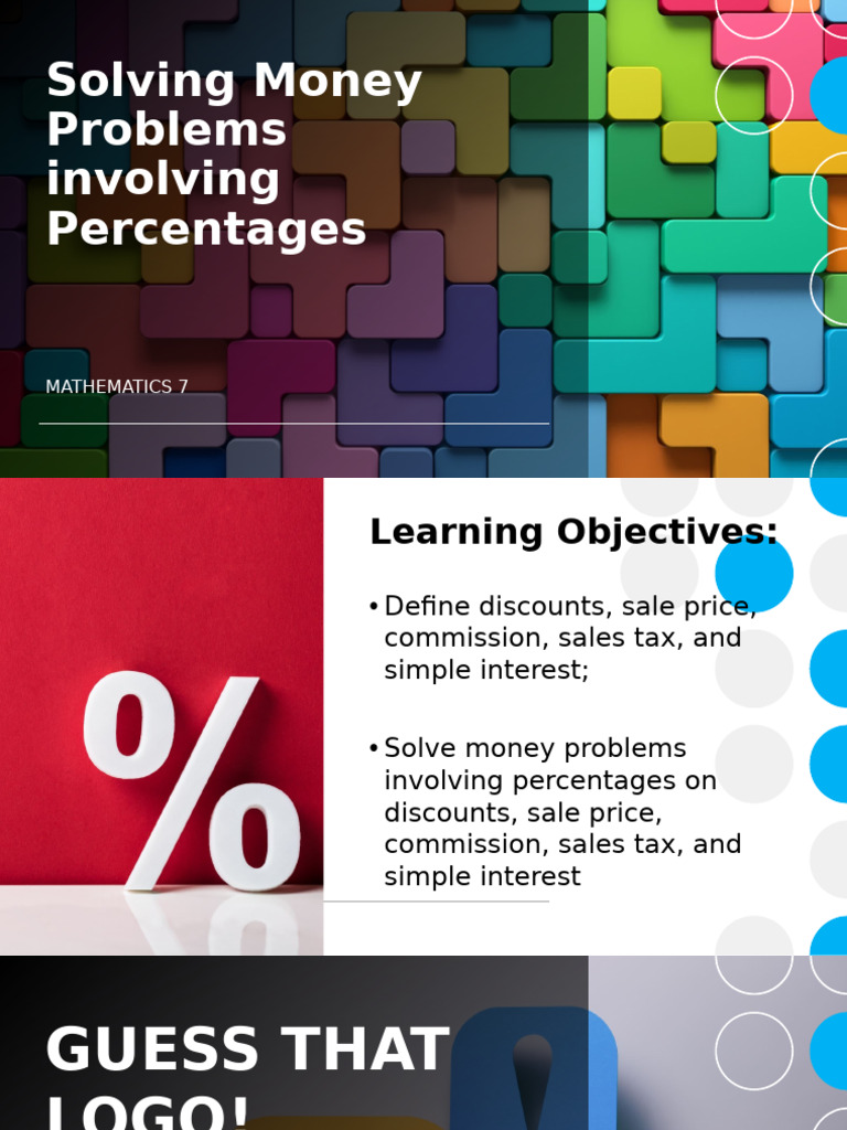 Solving Money Problems Involving Percentages | PDF | Prices | Taxes