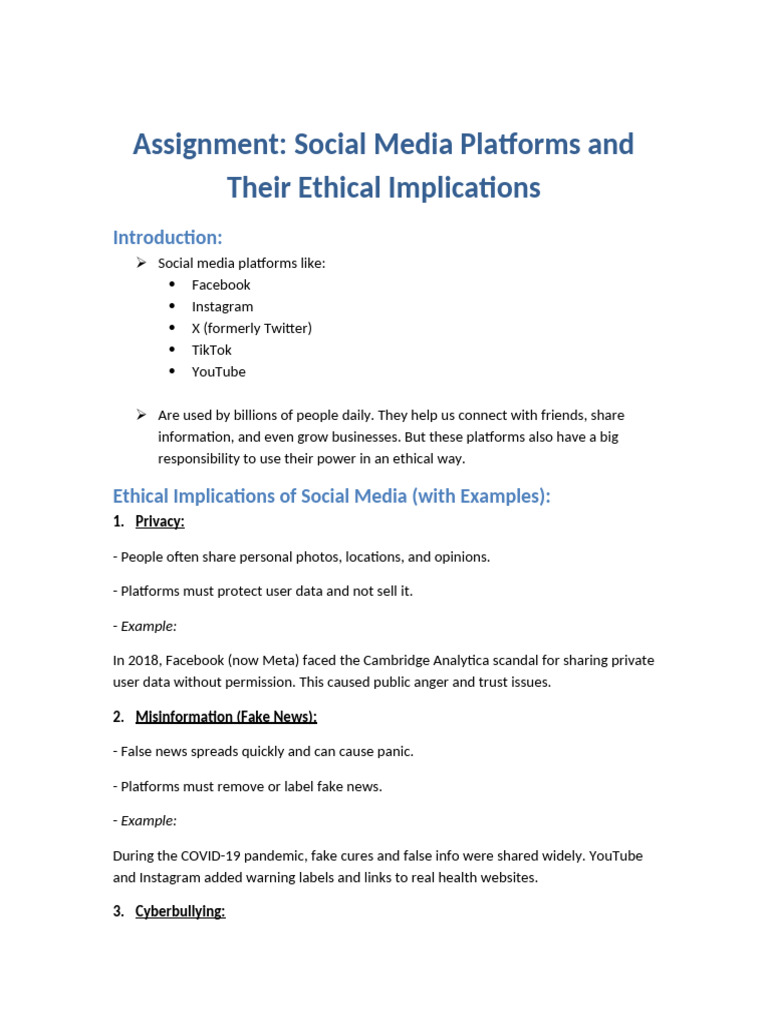 Ethical Issues in Social Media Use | PDF | Social Media | Popular ...
