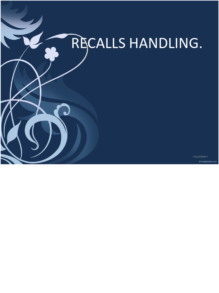 Complaint Handling and Recall Procedures | PDF | Food And Drug ...