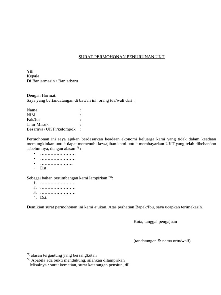 Contoh Surat Permohonan | PDF