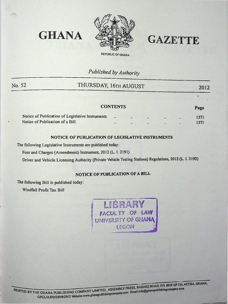 GH Government Gazette Dated 2012-08-16 No 52 | PDF