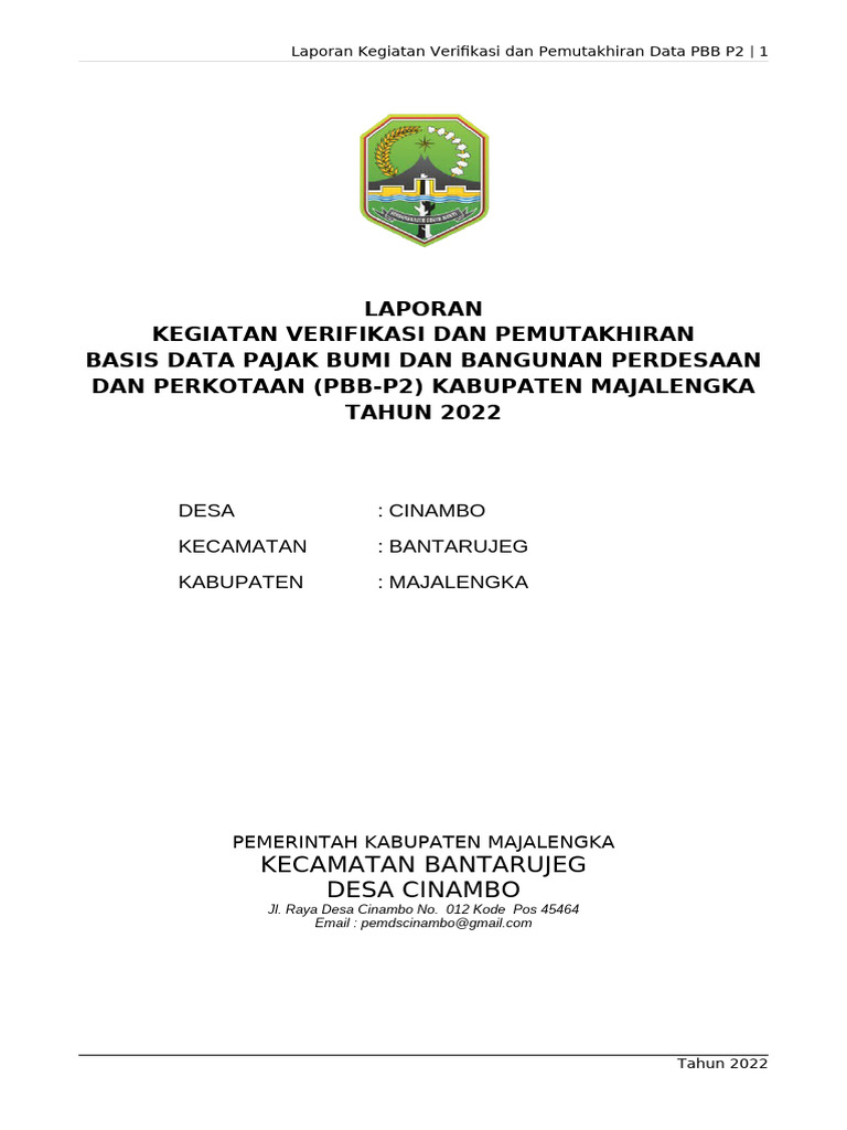 Laporan Pemutakhiran Data Cinambo | PDF