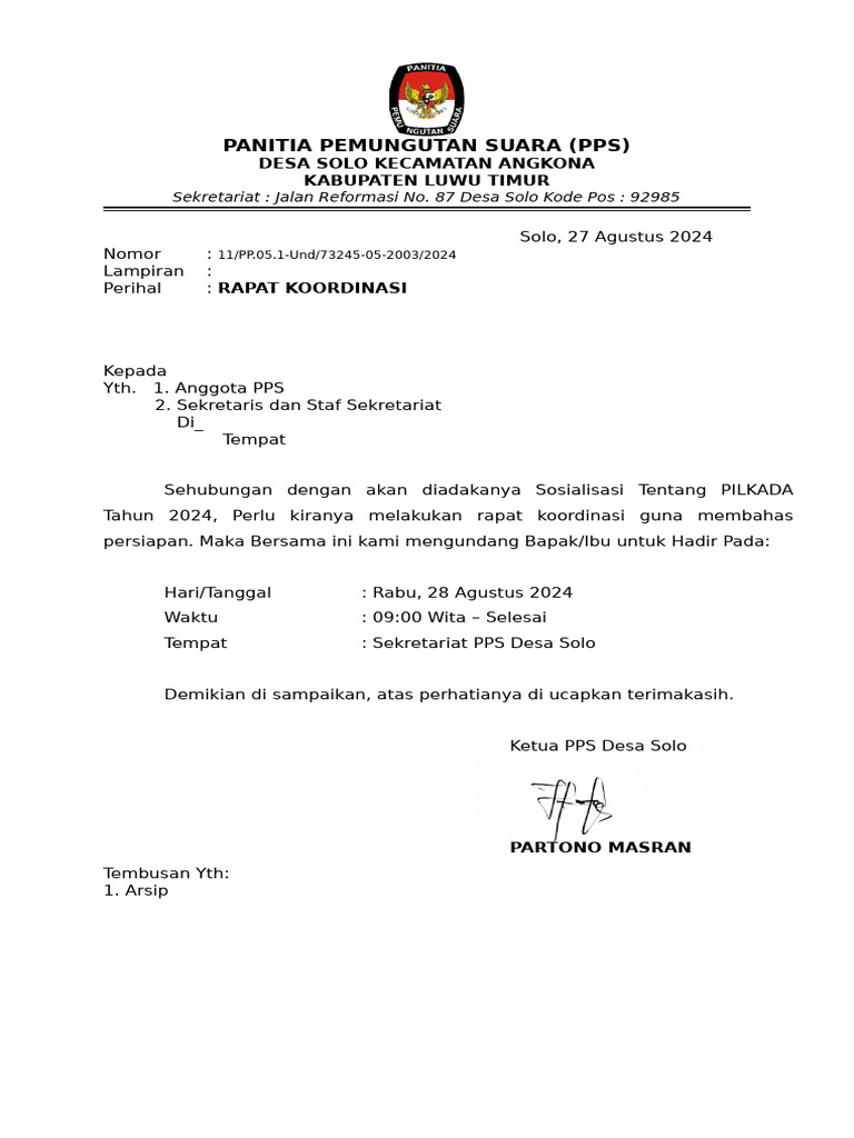 Undangan Pps Pantarlih | PDF