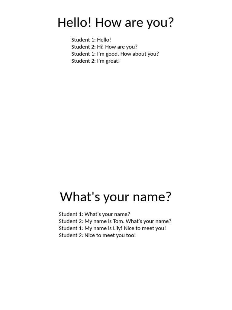 ESL Beginner Dialogues | PDF