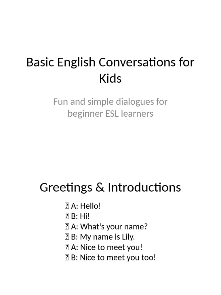 Simple English Conversations for Kids | PDF