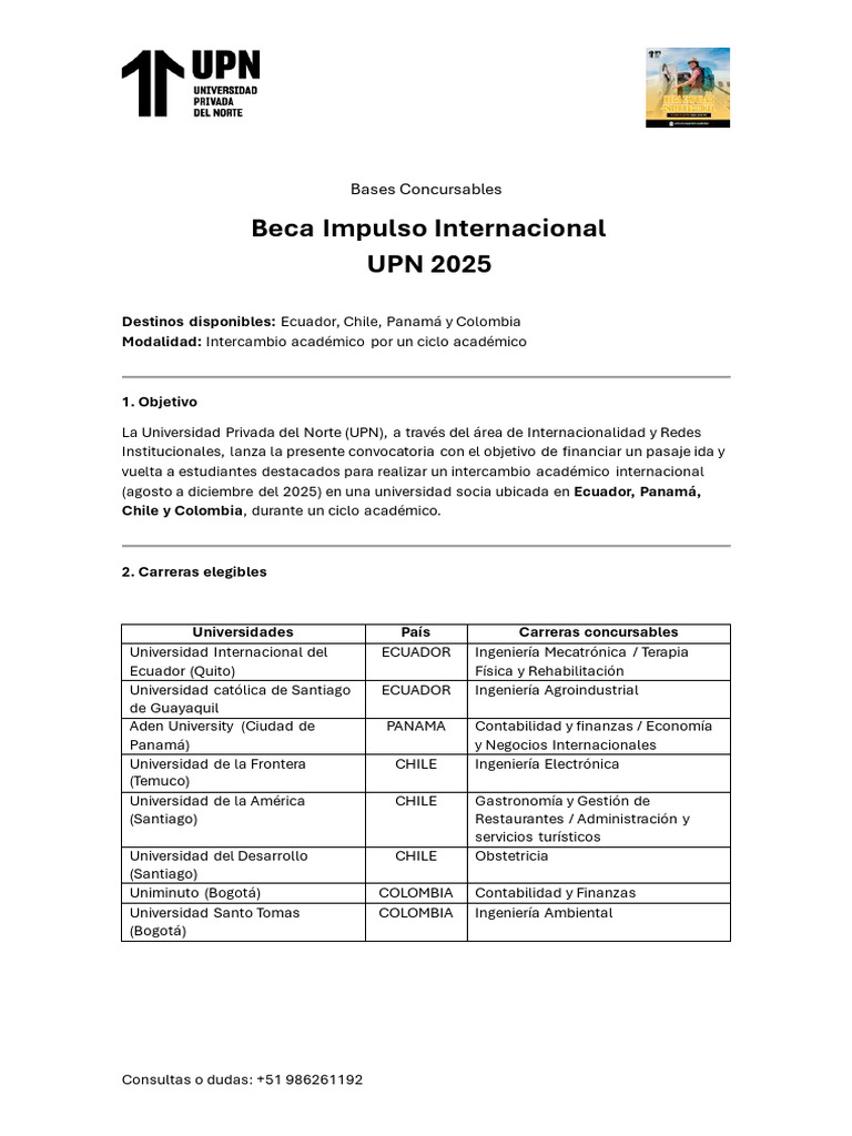 Bases Concursables - Beca Impulso Internacional Upn | PDF | Ecuador | Regulación