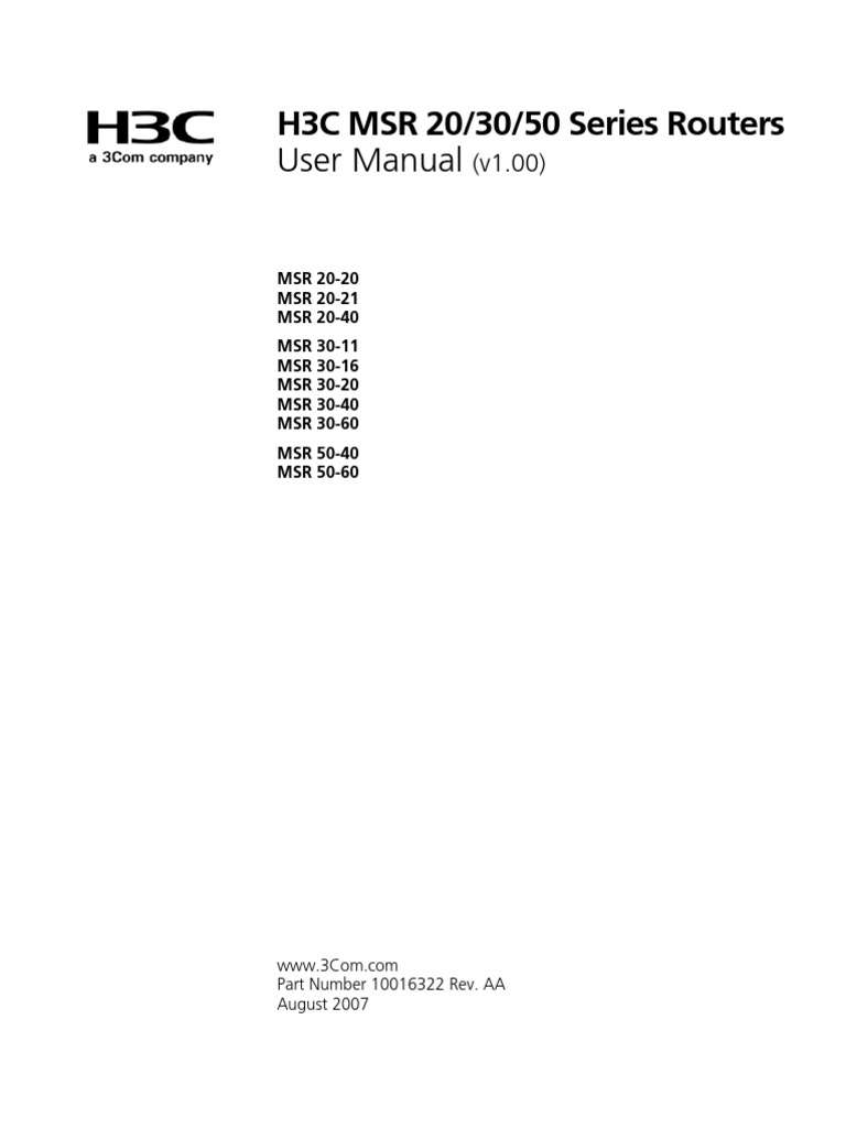 H3C MSR 20-30-50 User Guide | PDF | I Pv6 | Internet Protocols