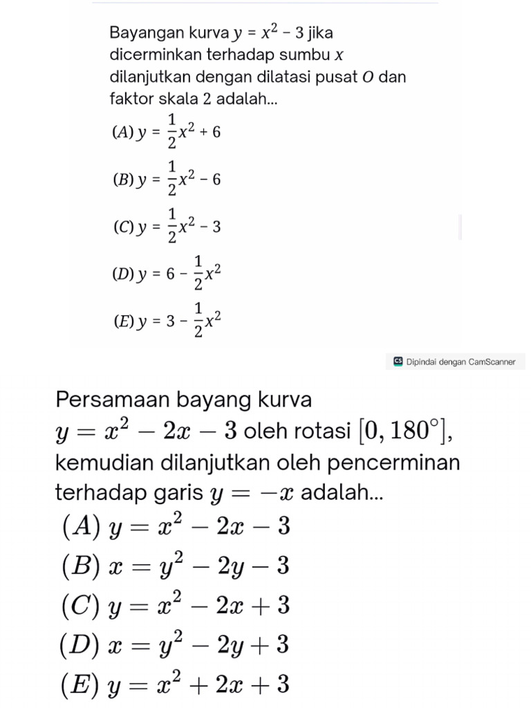 MTK Lanjut Transformasi Geometri Kls 11 | PDF
