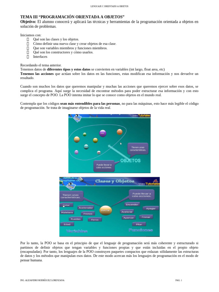 Tema 3.3 POO | PDF | Objeto (informática) | Programación orientada a objetos