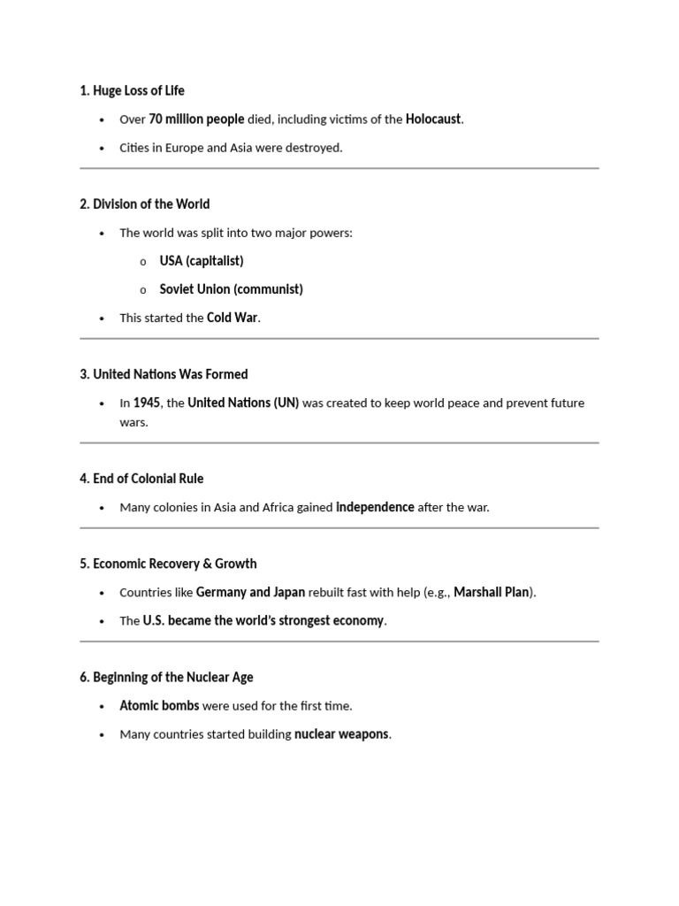 Clear and Precise Effects of World War II On The World | PDF