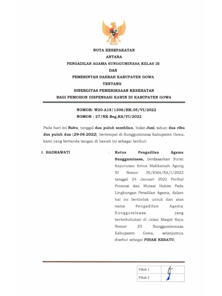 Contoh Nota Kesepahaman | PDF